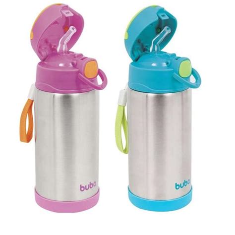 Garrafa Térmica Inox Infantil Menina Menino Canudo 400 ml Buba