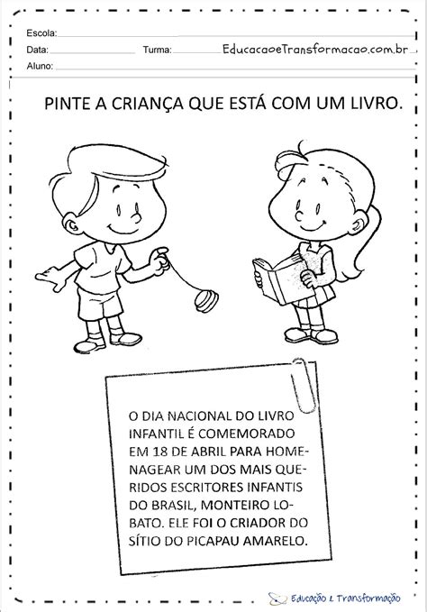 Atividades Do Dia Do Livro Para Colorir Resenhas De Livros