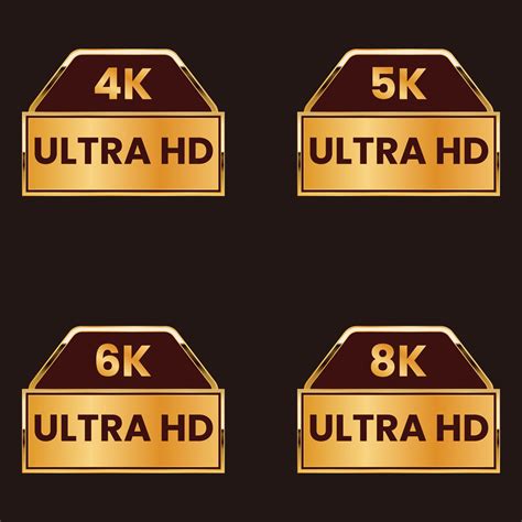 Golden 8K 6K 5k 4k Ultra HD Video Resolution Button Set 11656912