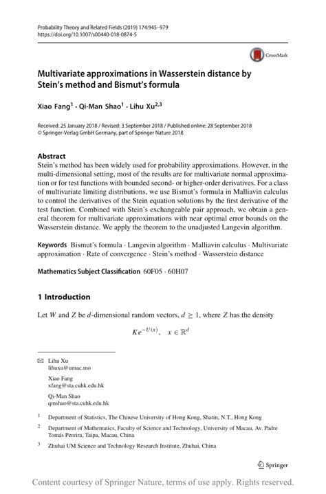 multivariate approximations in wasserstein distance by stein s method and bismut s formula