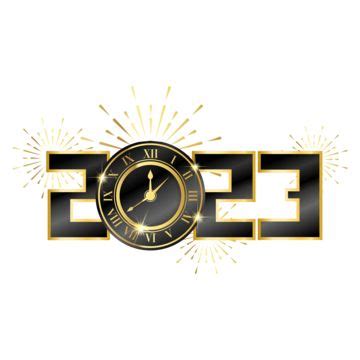 Happy New Year Black And Gold 2023 Clock Luxury Typography Greetings