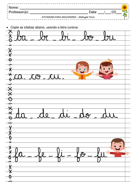 Atividade Treinar Letra Cursiva BRAINCP