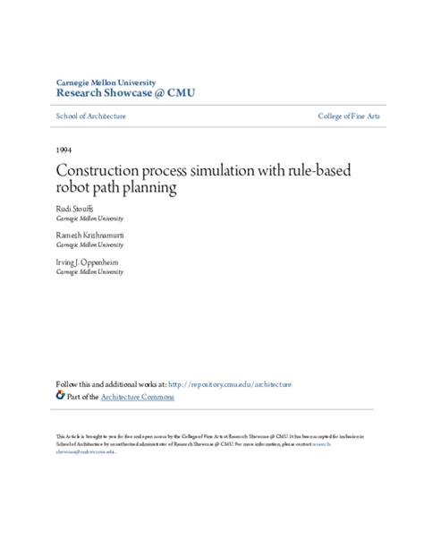 pdf construction process simulation with rule based robot path planning ramesh krishnamurti