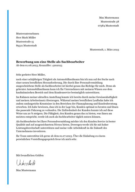 Bewerbung Sachbearbeiter Sachbearbeiterin Tipps Muster Mit Video