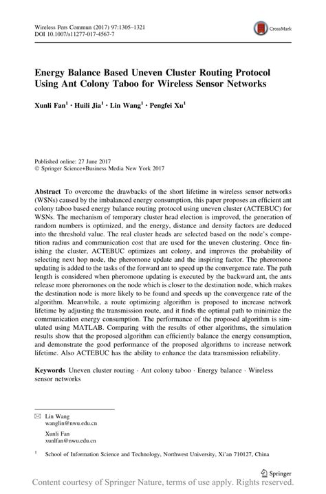 energy balance based uneven cluster routing protocol using ant colony taboo for wireless sensor