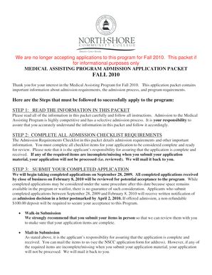 Fillable Online Myweb Northshore Radiologic Technology Admission