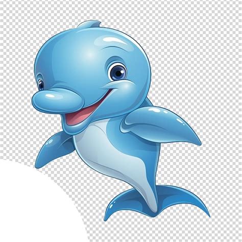Un lindo delfín de dibujos animados aislado en un fondo transparente
