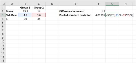 the right way to calculate cohen s d in excel statsidea learning statistics