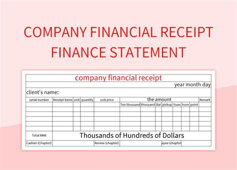 Financial Statement Financial Receipt Excel Template And Google Sheets