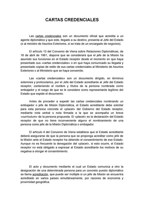 Cartas Credenciales Práctica nº3 CARTAS CREDENCIALES Las cartas