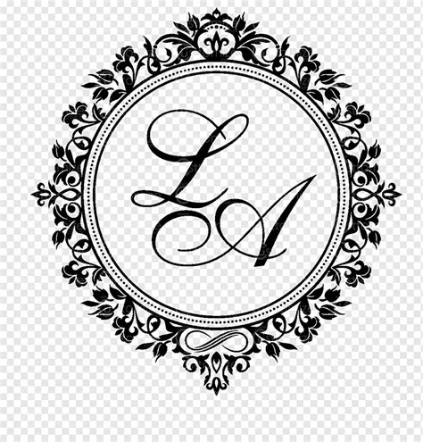 Perbatasan Bunga Hitam Pernikahan Engagement Lambang Monogram