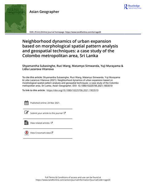 pdf neighborhood dynamics of urban expansion based on morphological spatial pattern analysis
