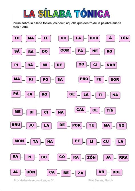 Ficha Online De S Laba T Nica Para Tercero De Primaria Puedes Hacer