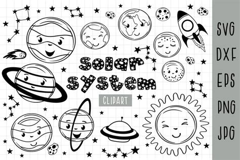 Solar System Clip Art Black And White