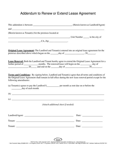 Lease Extension Addendum Fill Online Printable Fillable Blank