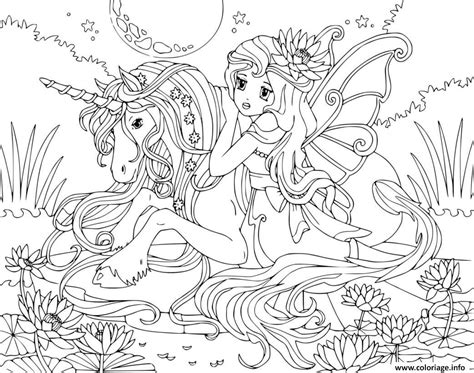 Coloriage Licorne Et Princesse Fee Femme JeColorie