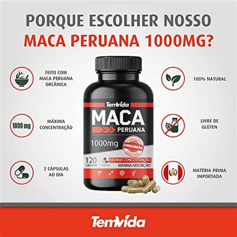 Maca Peruana Maca Peruana Negra 1000mg 120 Cápsulas Para Homens e