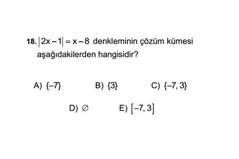 9 Sınıf Mutlak Değer Çalışma Soruları Test 19