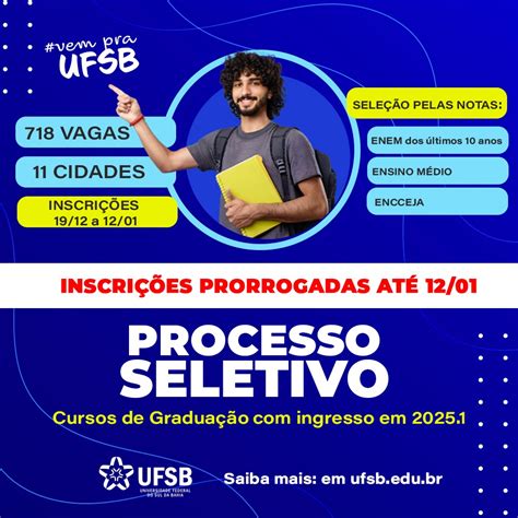 Prorrogadas as inscrições para o Processo Seletivo para cursos de graduação