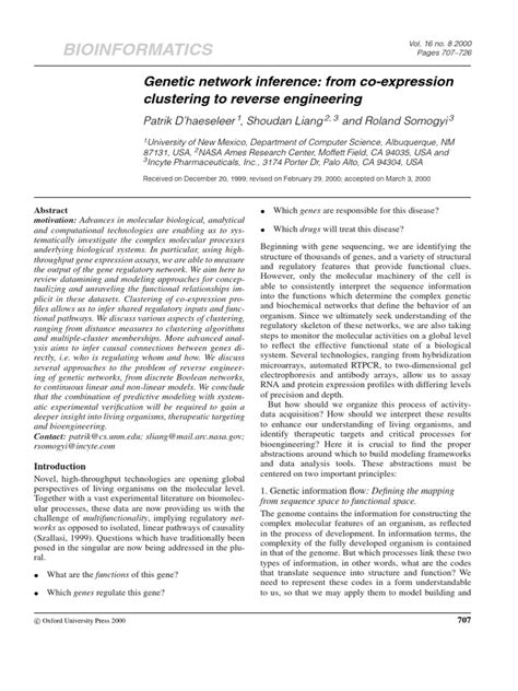 2000 genetic network inference from coexpression clustering to reverse engineering pdf