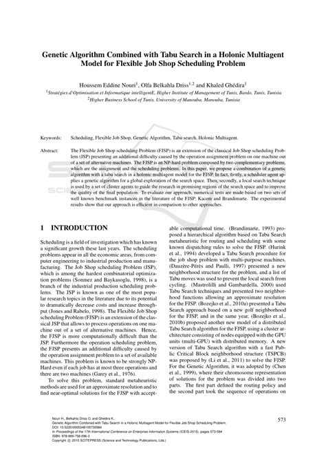 pdf genetic algorithm combined with tabu search in a holonic multiagent model for flexible job