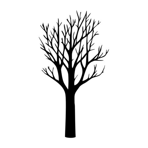 Premium Vector Tree Without Leaves Black Silhouette Black Branch Tree