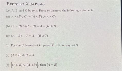 solved exercise 2 24 points let a b and c be sets prove