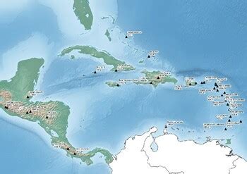 Physical Map Of North And Central America With The Highest Mountain Peaks