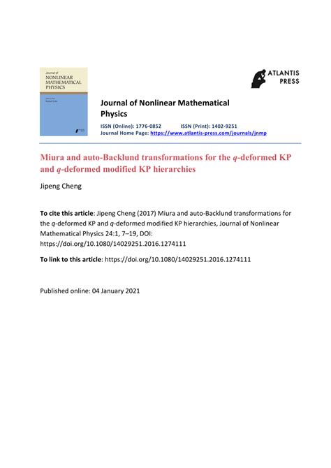 pdf miura and auto backlund transformations for the q deformed kp and q deformed modified kp