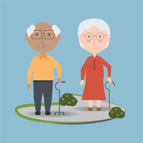 Dibujos Animados De Abuelos Vector Premium