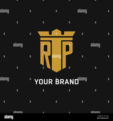 RP Initial Logo With Shield And Crown Style Design Ideas Stock Vector