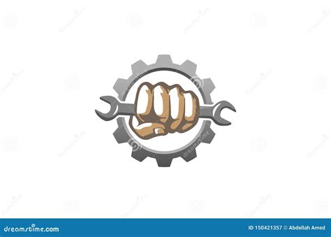 3D Logo Mechanic With Wrench And Tyre Stock Illustration