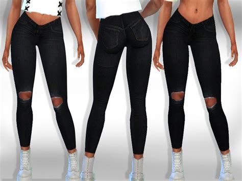 Sims 4 Female Black Ripped Jeans By Saliwa Female Black Ripped