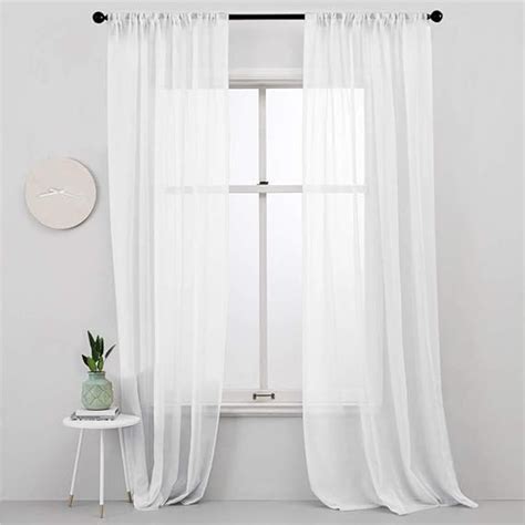 Amazon Mrtrees White Sheer Curtains Inches Long Sliding Glass