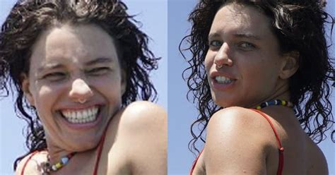 Bruna Linzmeyer mostra pelos escapando do biquíni e divide opiniões