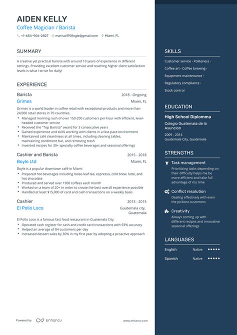 5 Barista Resume Examples Guide For 2023