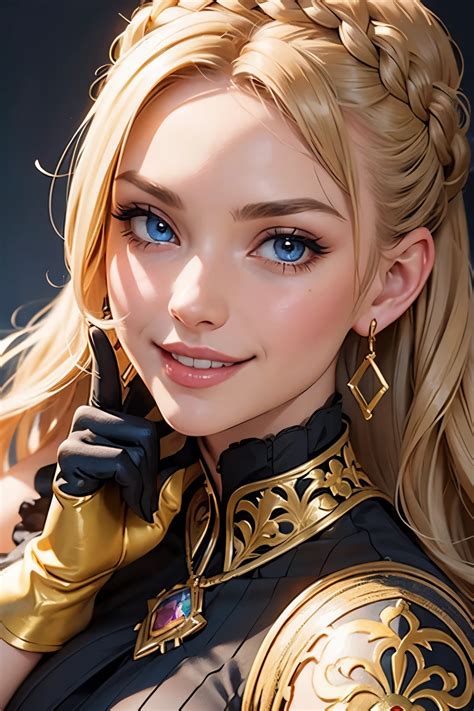 Beautiful Face Masterpiece Face Blonde Hair Chignon French Braid On Top Of Hair