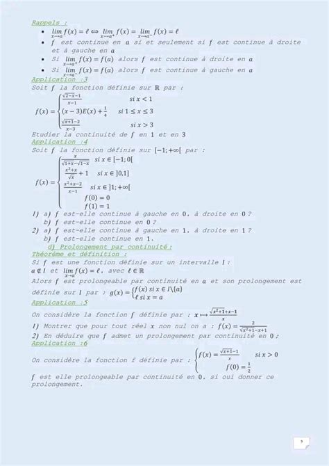 Bac Sc expérimentales Math Cours limites et continuité 4 ème Maths