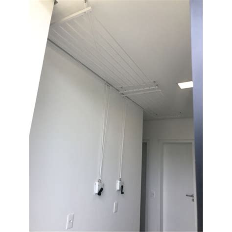 Varal Manivela em Alumínio 100cm Branco 10 Varetas