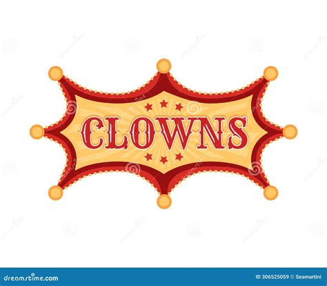 Retro Tent Circus Sign Signboard Displays Clowns Stock Vector