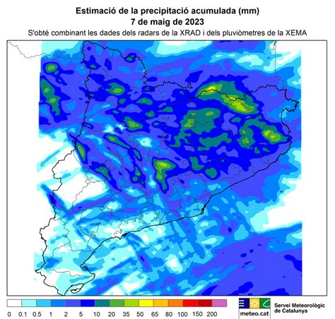 Meteocat on Twitter El mapa d estimació de pluja acumulada ahir