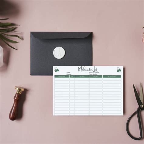 Medication List And Wallet Card Editable And Printable Etsy