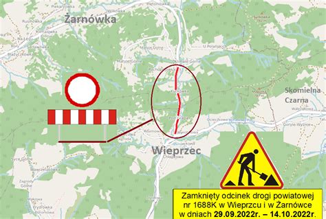 Zamknięcie drogi powiatowej nr 1688K od os Klimale Górne w Żarnówce do