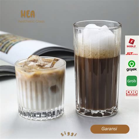 Jual Siggi HEA Korean Aesthetic Glass Coffee Drinking Glass
