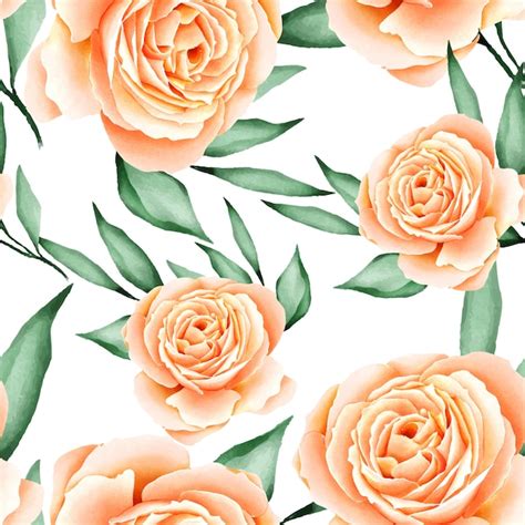 Padrão sem emenda de folhas florais em aquarela Vetor Premium