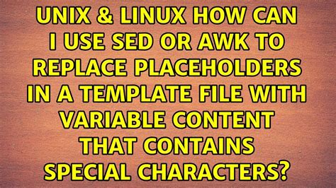 How Can I Use Sed Or Awk To Replace Placeholders In A Template File