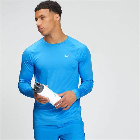 T Shirt De Manga Comprida Tempo Para Homem Da MP Azul Brilhante
