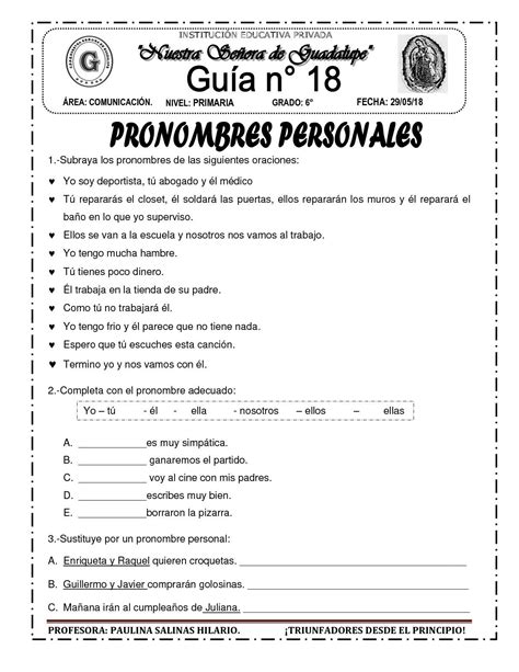 Pronombres Personales Lengua Castellana Worksheet You Can Do The