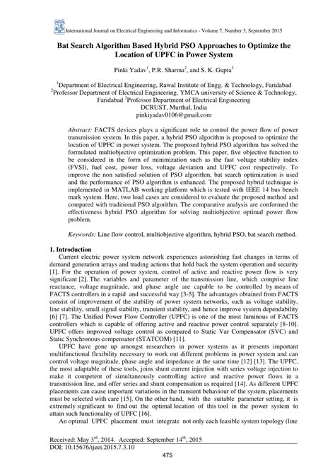 pdf bat search algorithm based hybrid pso approaches to optimize the location of upfc in power