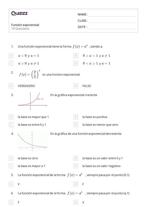 50 Derivadas De Funciones Exponenciales Hojas De Trabajo Para Grado 12